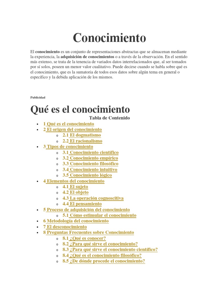 Conocimiento | PDF | Conocimiento | Pensamiento
