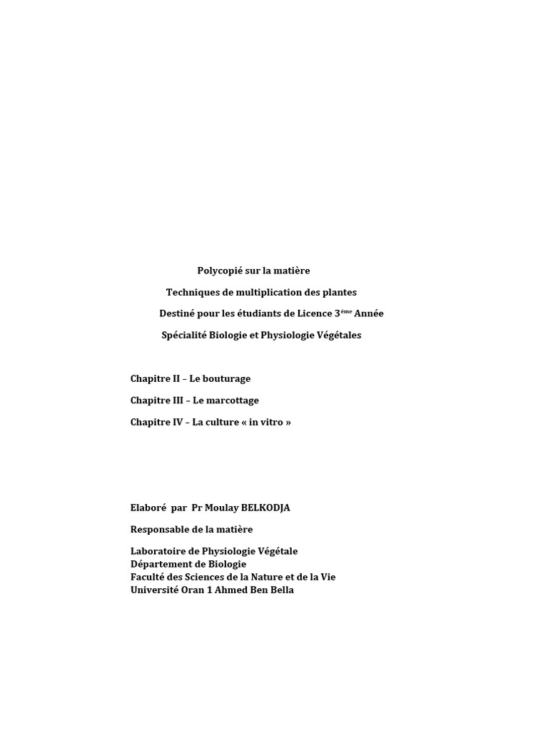 Techniques de Multiplication Végétative | PDF | Techniques horticoles ...