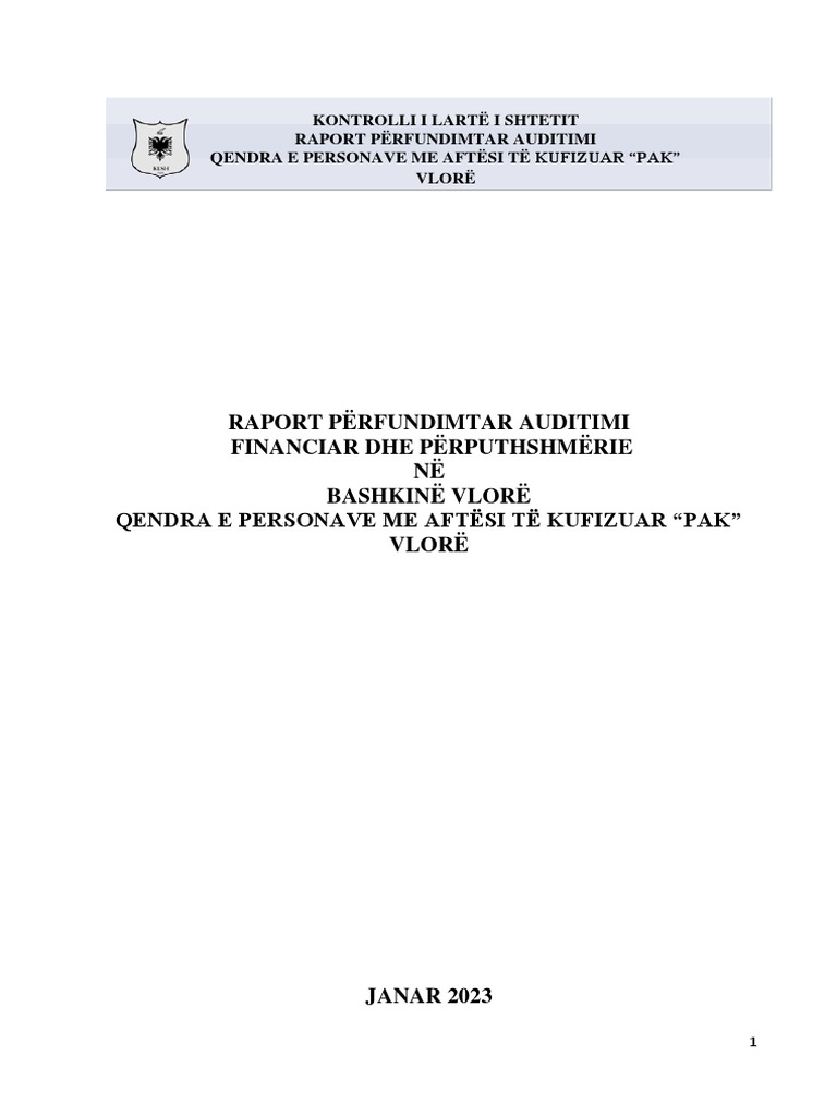 Raporti I KLSH Për Qendrën PAK | PDF