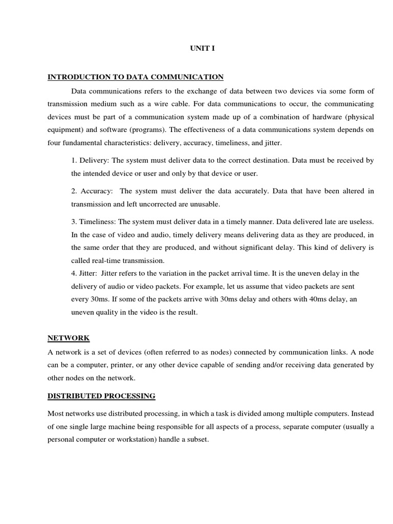 Unit 1 DCN Notes | PDF | Osi Model | Computer Network