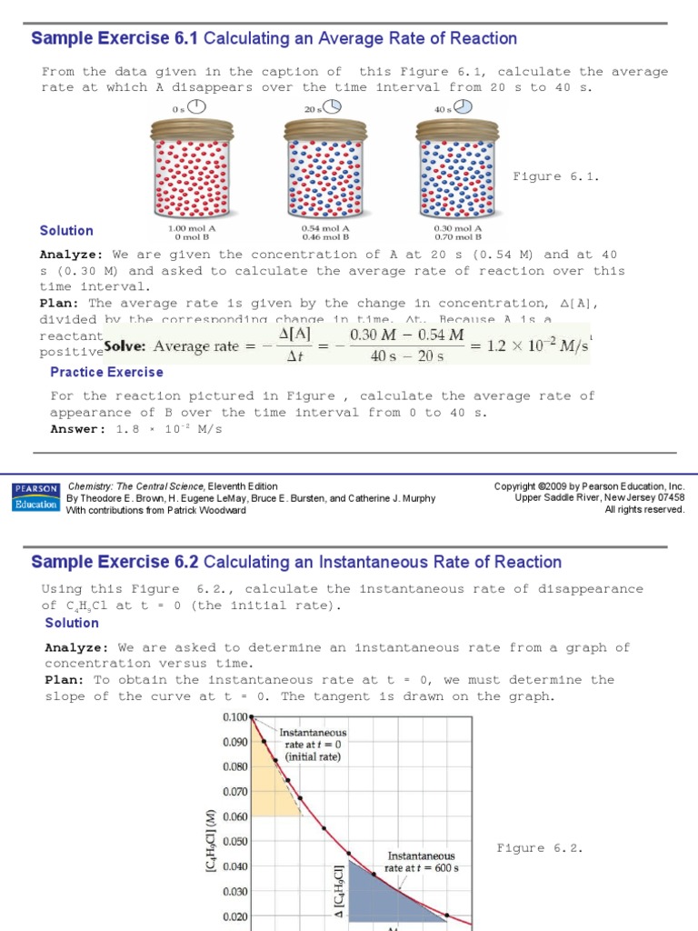 Sample Exercise 6.1 Calculating An Average Rate of Reaction: Solution ...