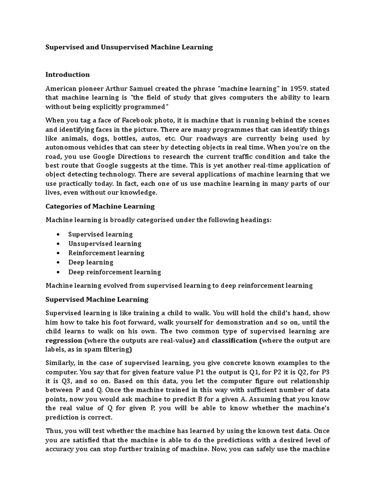 Supervised and Unsupervised Machine Learning | PDF | Machine Learning ...
