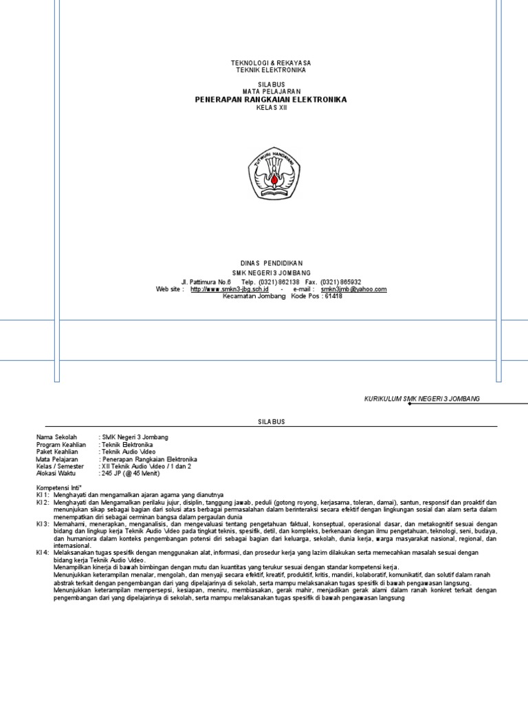 2021 - Silabus XII TAV - C3 - Penerapan Rangkaian Elektronika - SIAP | PDF