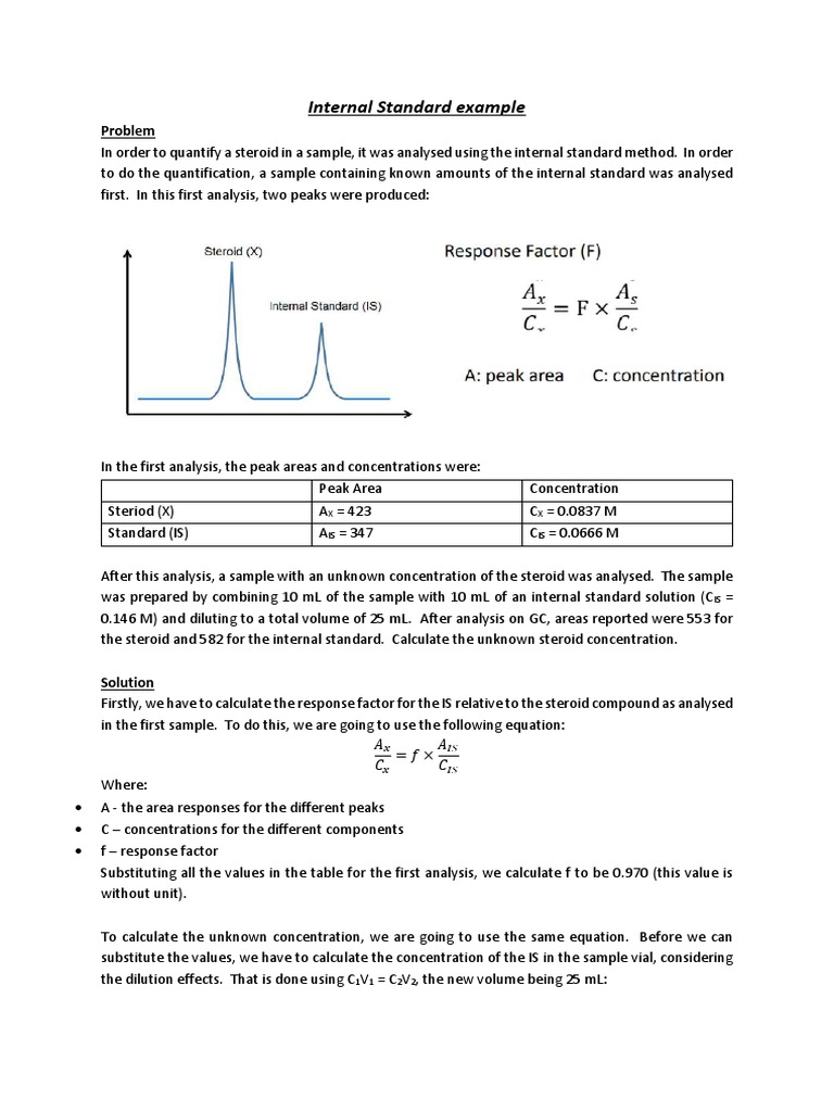 Internal Standard Example - Compressed | PDF | Concentration | Equations