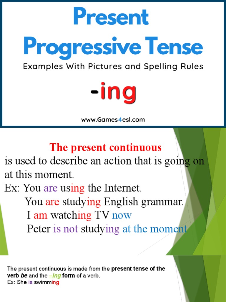 Present Progressive Tense PowerPoint | PDF