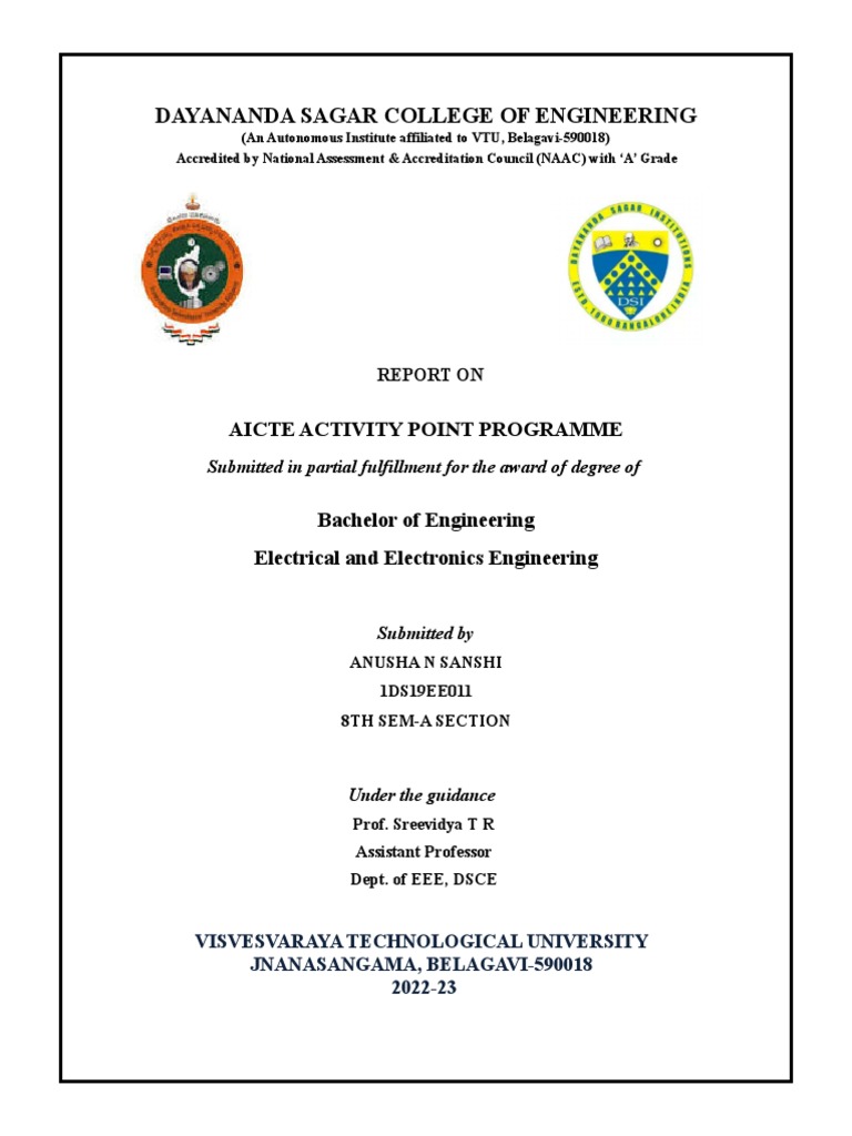 Dayananda Sagar College of Engineering: Aicte Activity Point Programme ...