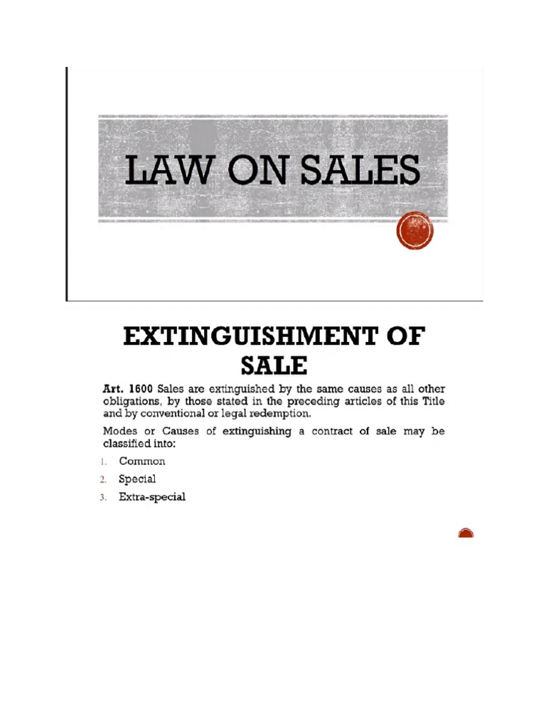 Law On Sales | PDF