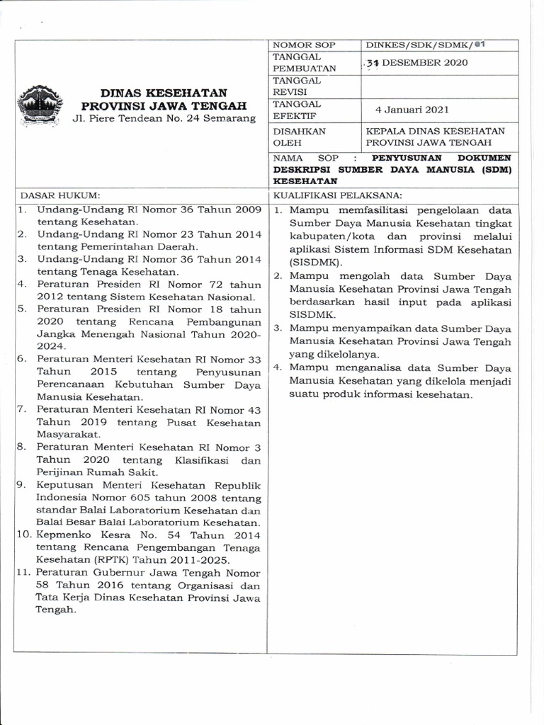 SOP Penyusunan Dokumen SDMK | PDF