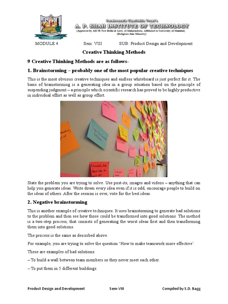 Creative Thinking Techniques Overview | PDF | Brainstorming | Neuroscience
