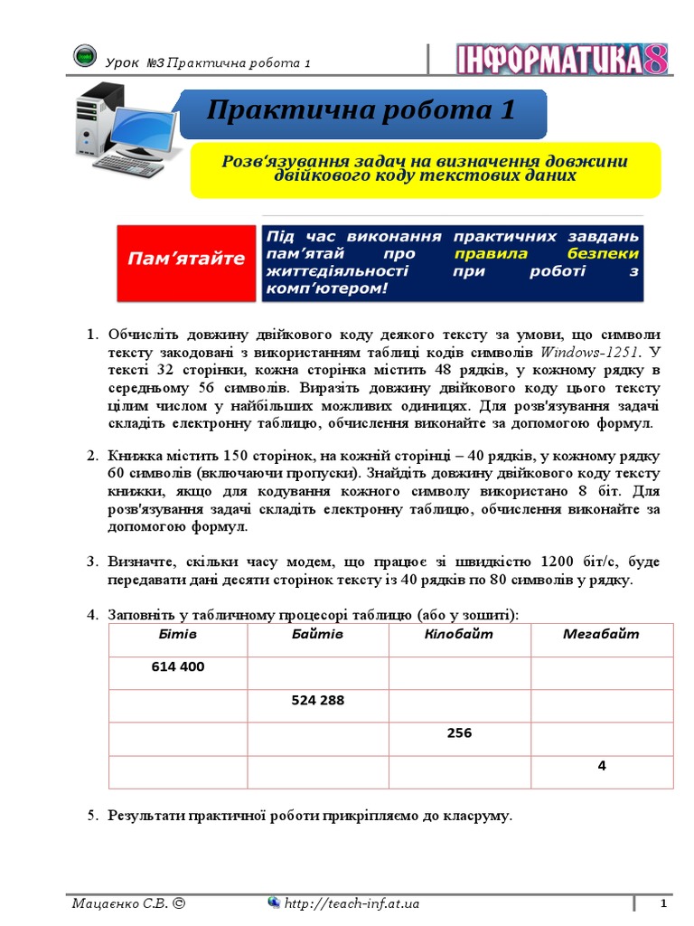 Практична робота 1 8клас Pdf