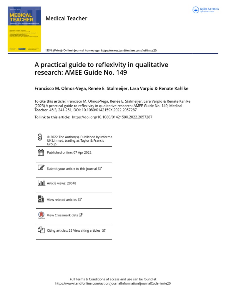 A Practical Guide To Reflexivity in Qualitative Research - AMEE Guide ...