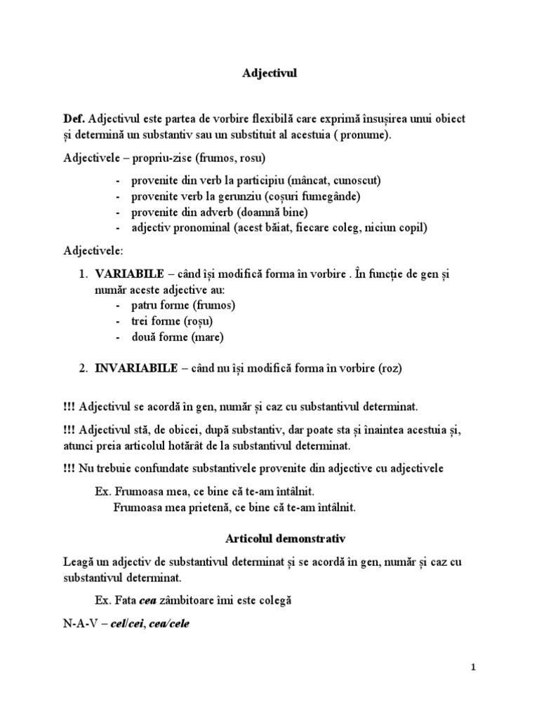 Adjectivul | PDF