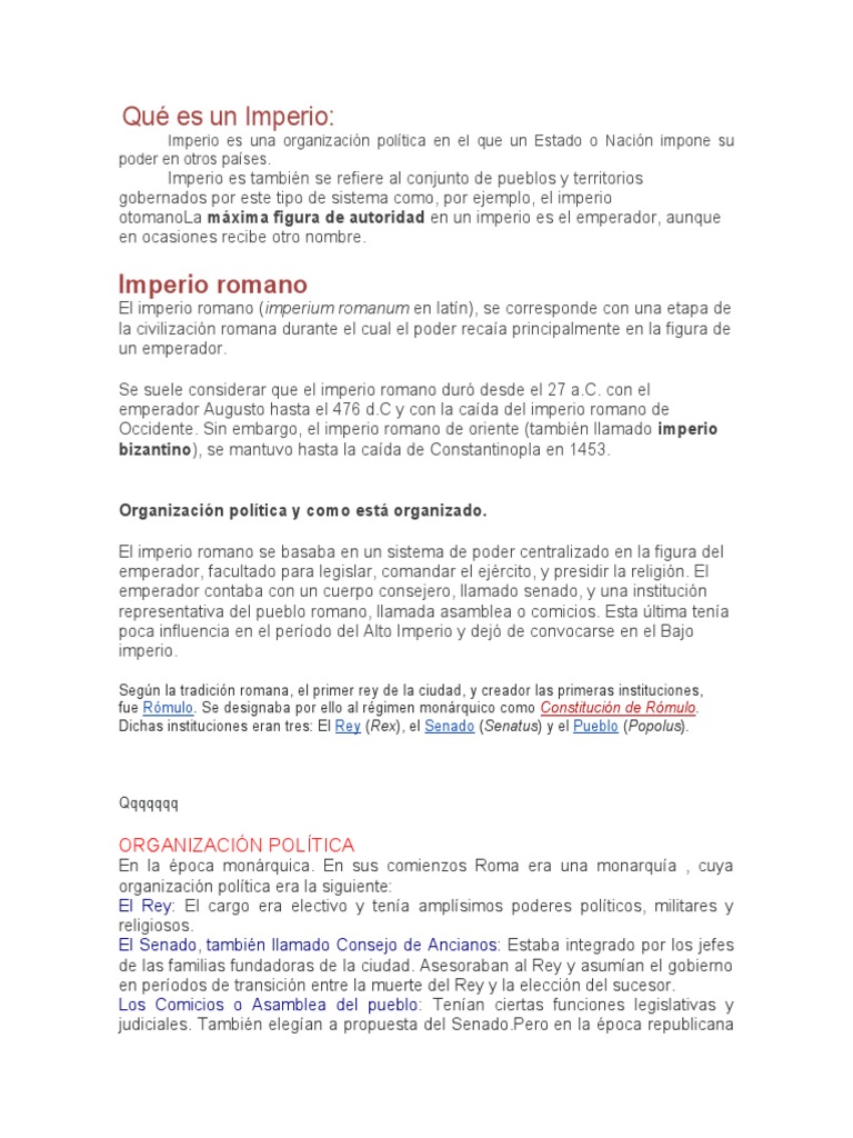 Que Es El Imperio | PDF | Roma antigua | imperio Romano