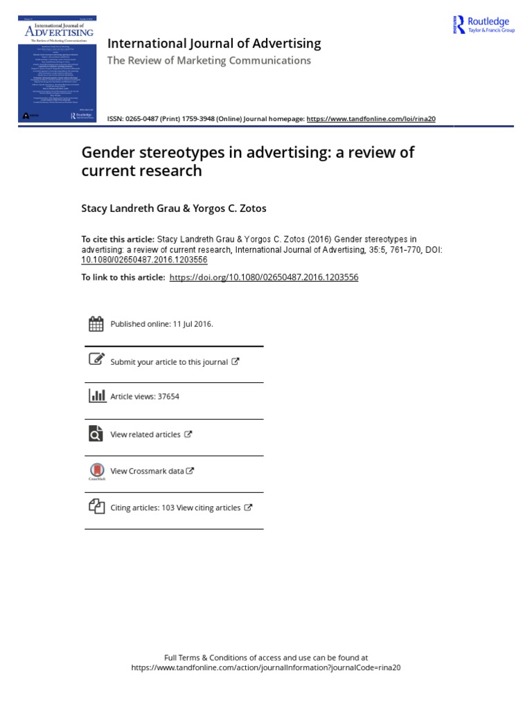 Gender Stereotypes in Advertising A Review of Current Research | PDF ...