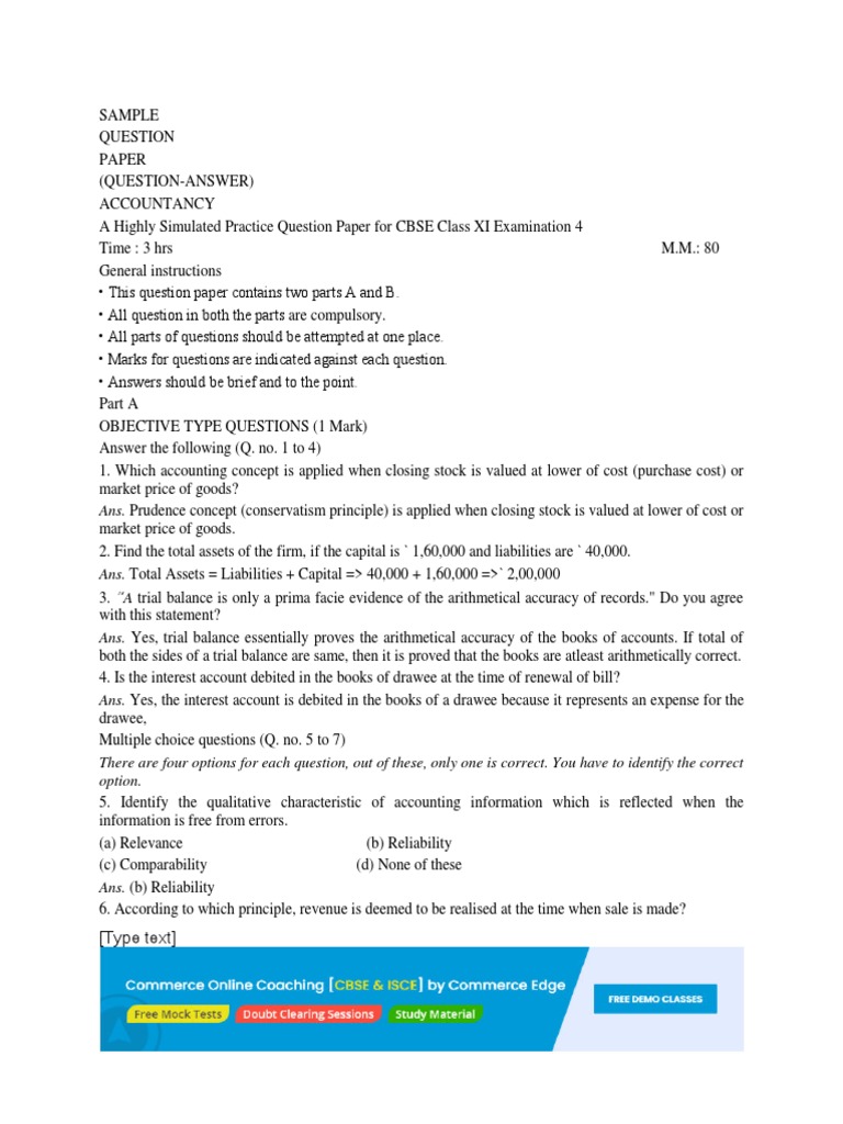 Accounts Sample Paper 04 0253b13ec1bb2 | PDF | Debits And Credits | Expense