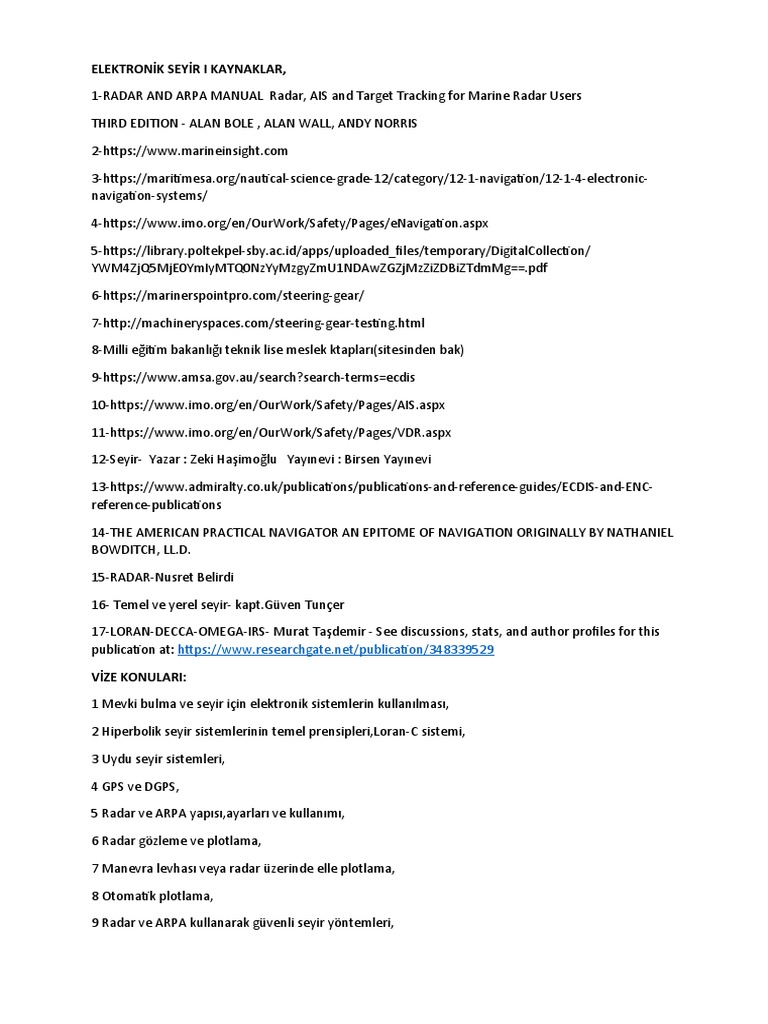 Elektroni̇k Seyi̇r I Kaynaklar | PDF