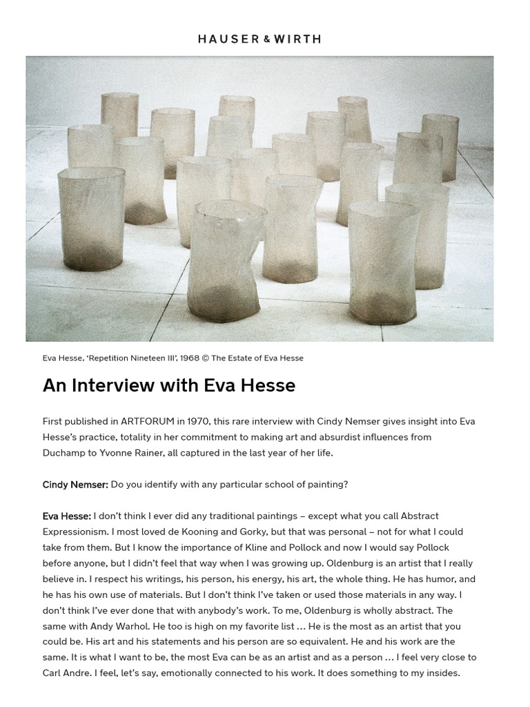 An Interview With Eva Hesse - Hauser & Wirth | PDF | The Arts | Aesthetics