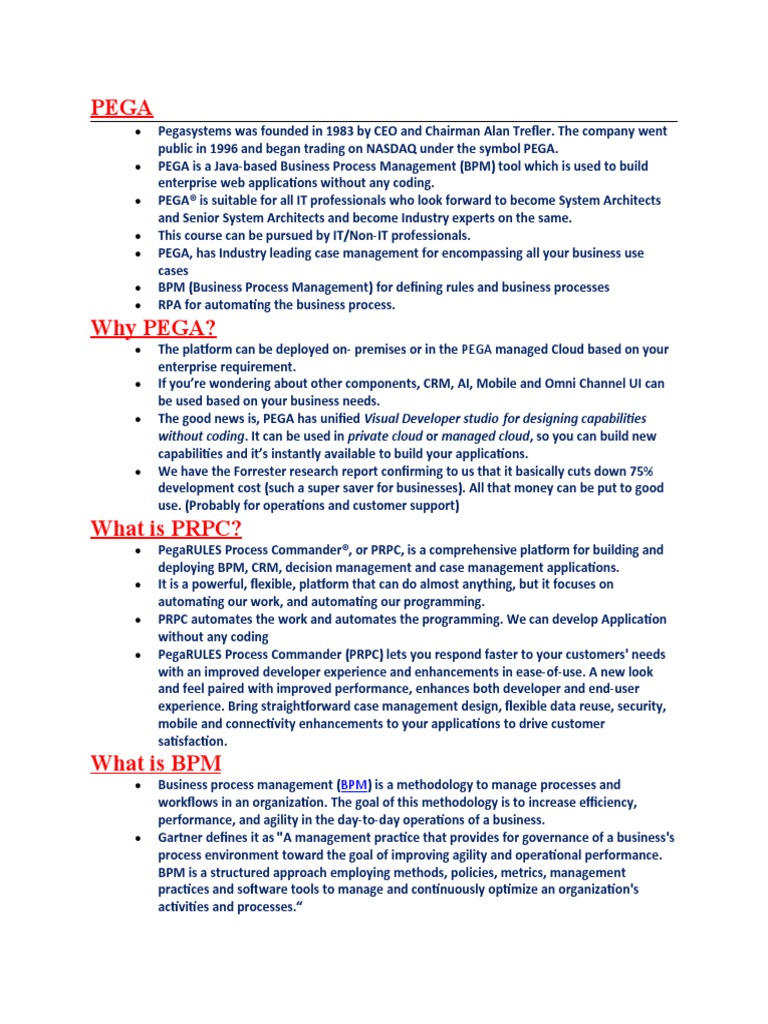 1 - PEGA Introduction | PDF | Business Process Management | Information ...