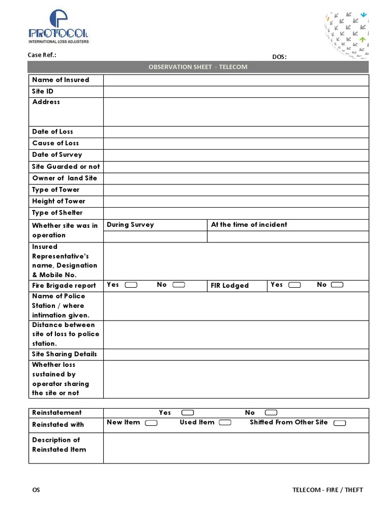 Case Ref.: Dos:: Observation Sheet - Telecom | PDF