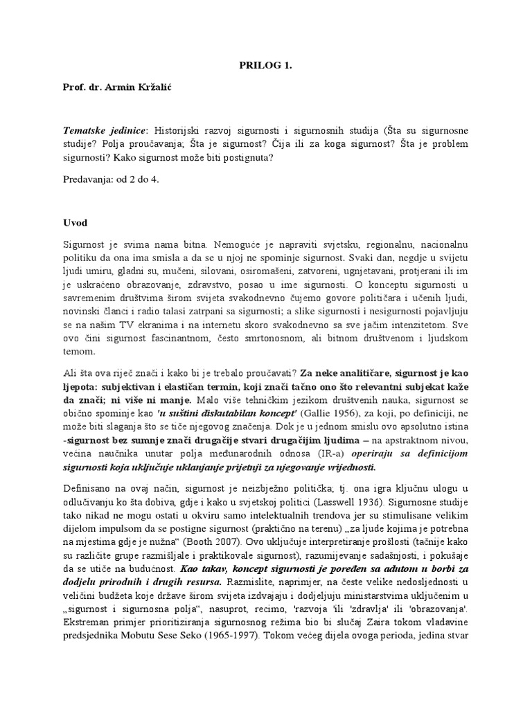 Nastanak Sigurnosnih Studija | PDF