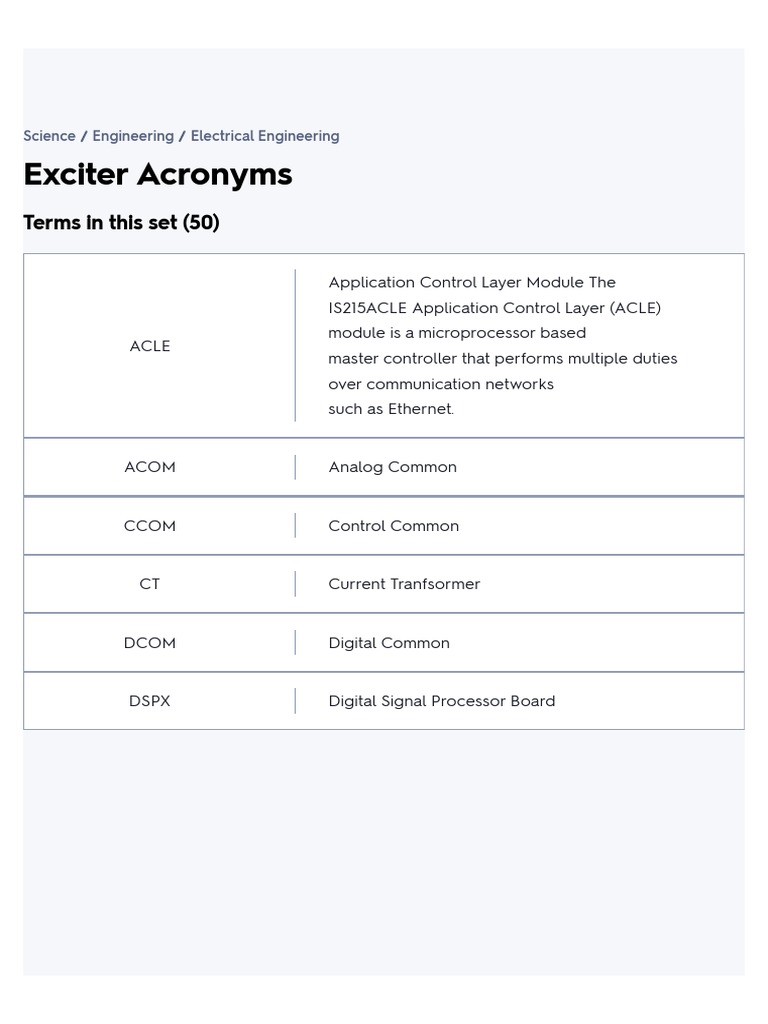 Exciter Ex2100e Acronyms | PDF | Rectifier | Power Supply