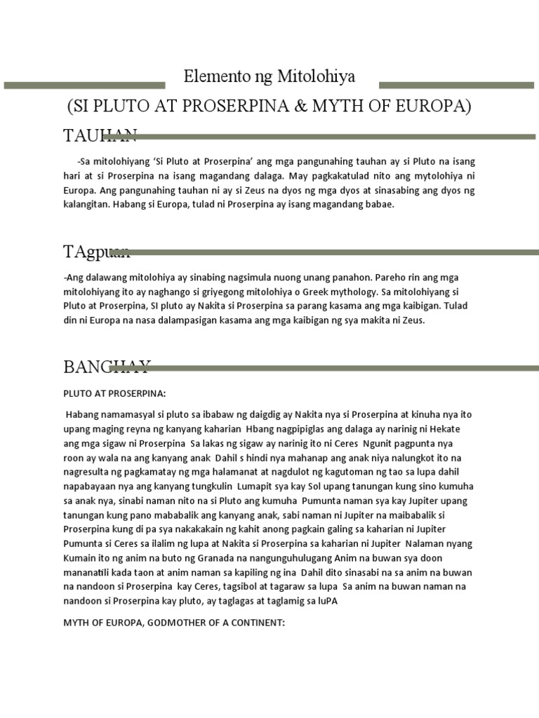 Elemento NG Mitolohiya | PDF