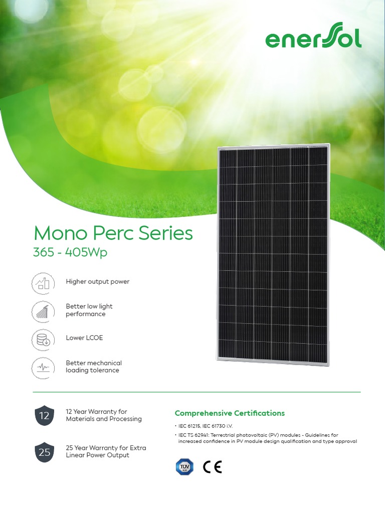 Enersol Mono Perc Series 365 405Wp V13 | PDF