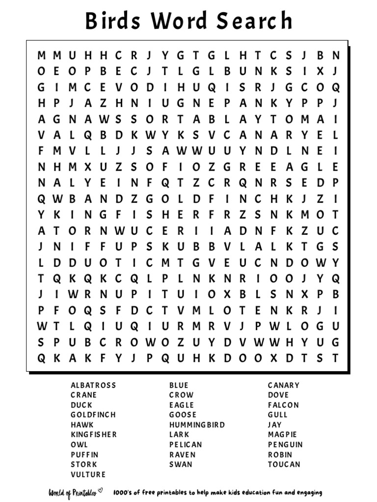 Bird Word Search Puzzle | PDF