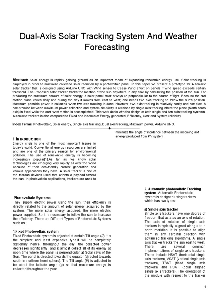 Base Paper of Dual-axis-Solar-Tracking-System | PDF | Physical Sciences | Sun