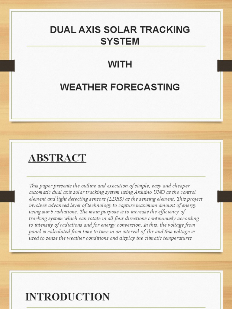 Dual Axis Solar Tracker with Weather Forecasting | PDF | Photovoltaics ...