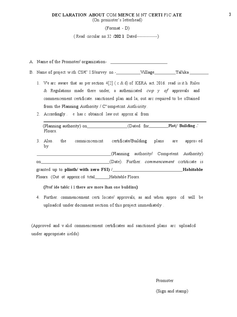 Declaration of Commencement | PDF