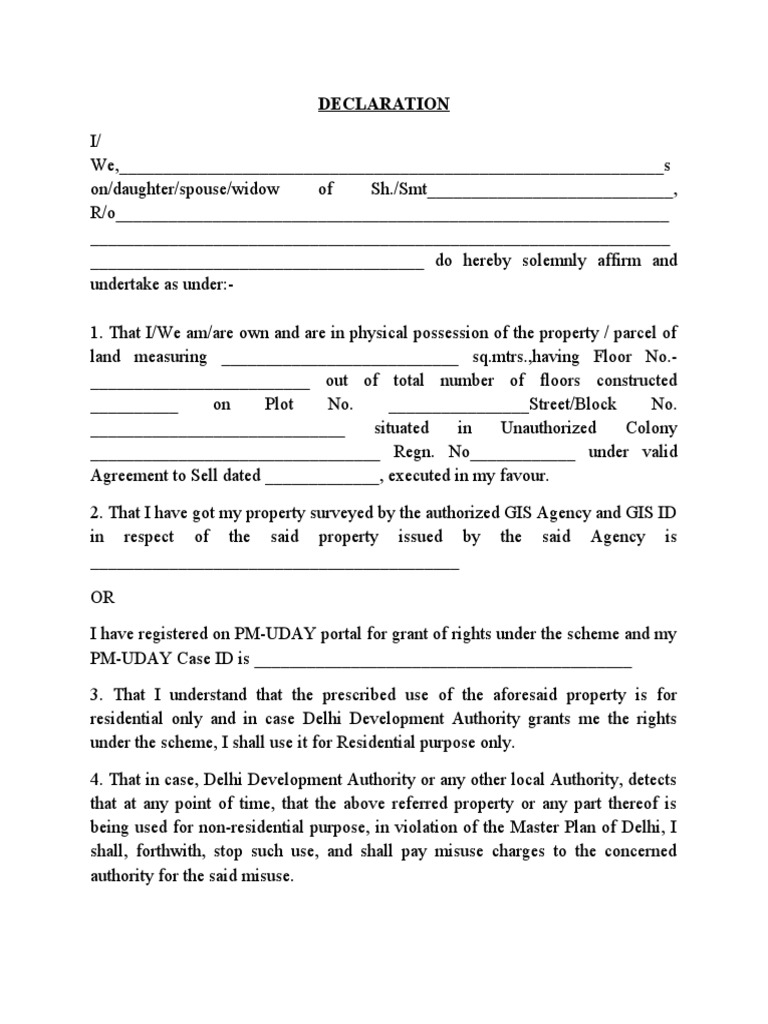 Self Declaration | Download Free PDF | Mortgage Law | Property