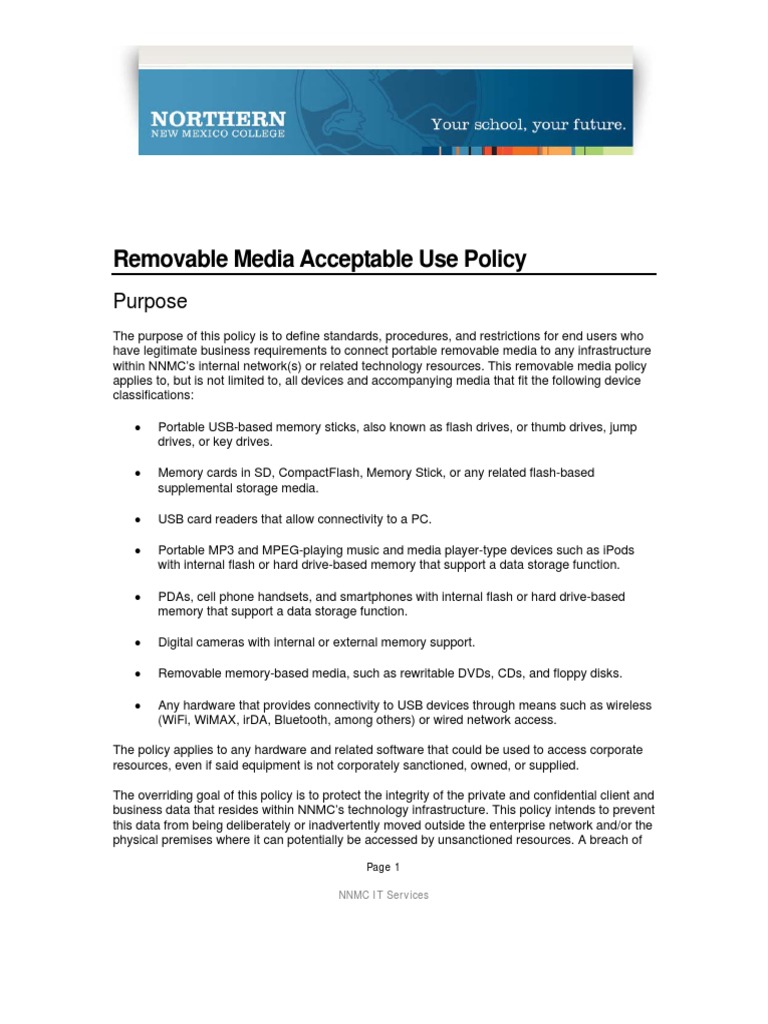 Removable Media Acceptable Use Policy | PDF | Information Security ...