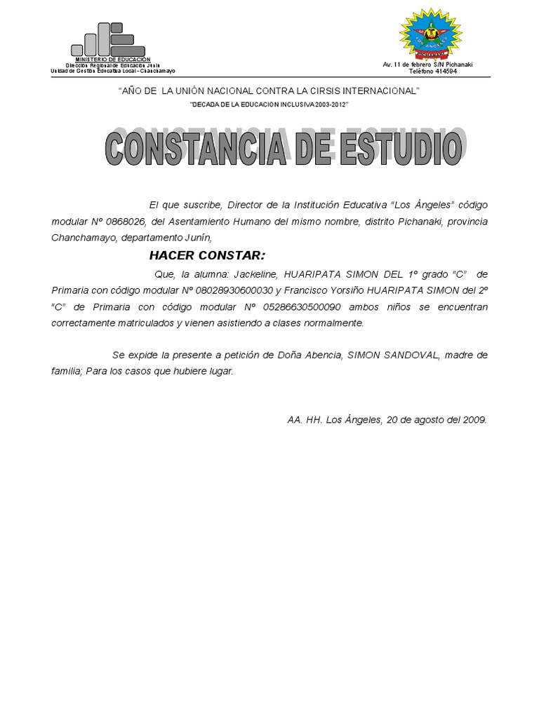 Certificado de Estudios | PDF