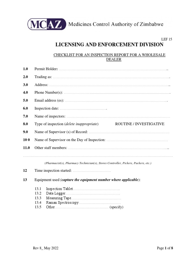 Wholesale Pharmacy Inspection Report: Ensuring Compliance with ...