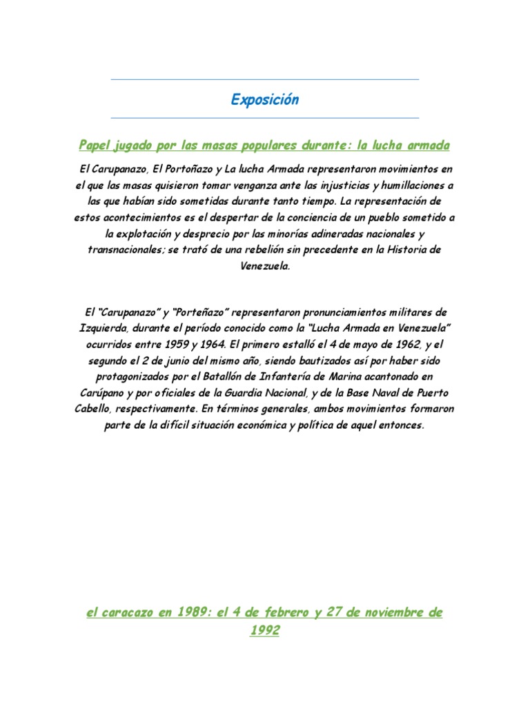 La "Lucha Armada" en Venezuela | PDF | Hugo Chavez | Venezuela