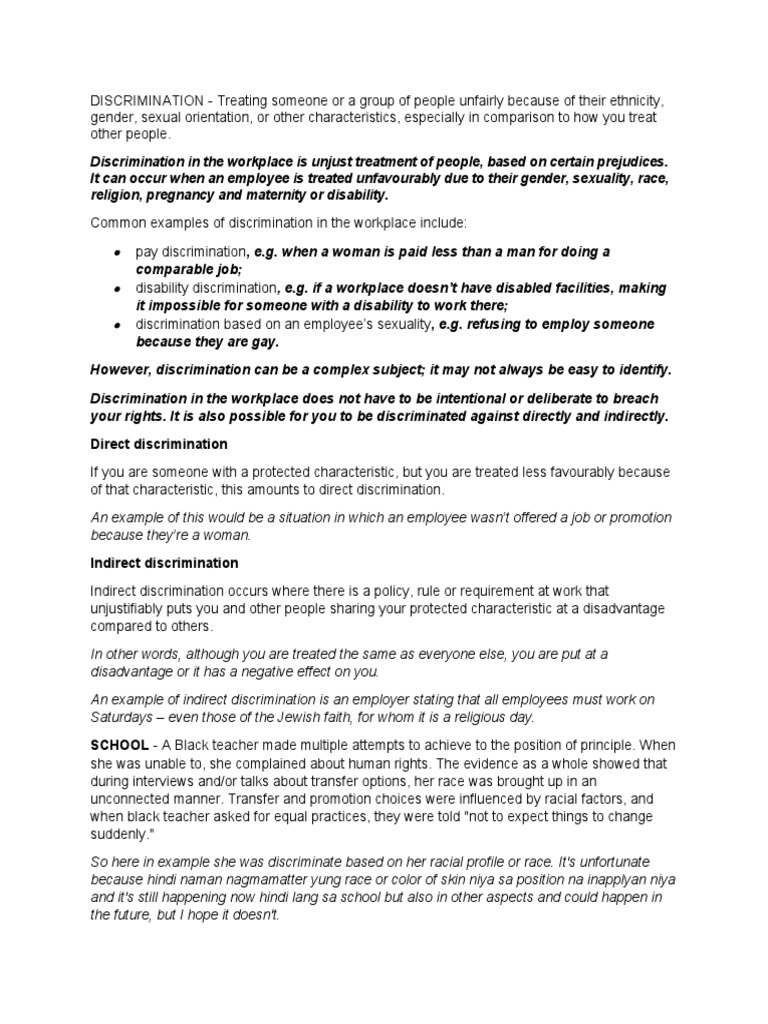 Direct Discrimination | PDF | Discrimination | Employment Discrimination