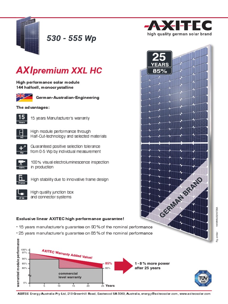 Axitec 550W Solar Panel Datasheet | PDF | Solar Panel | Electricity
