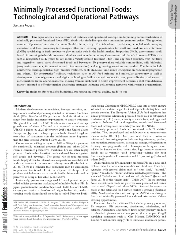Journal of Food Science - 2016 - Rodgers - Minimally Processed ...