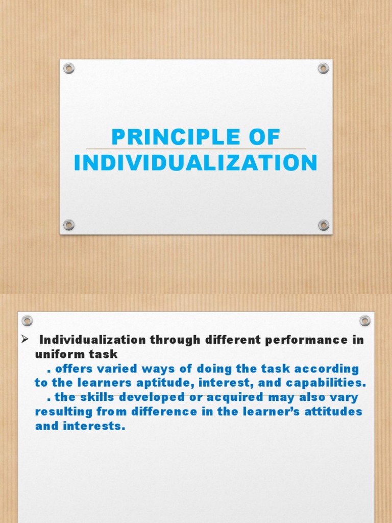 Principle of Individualization | PDF | Learning | Psychological Concepts