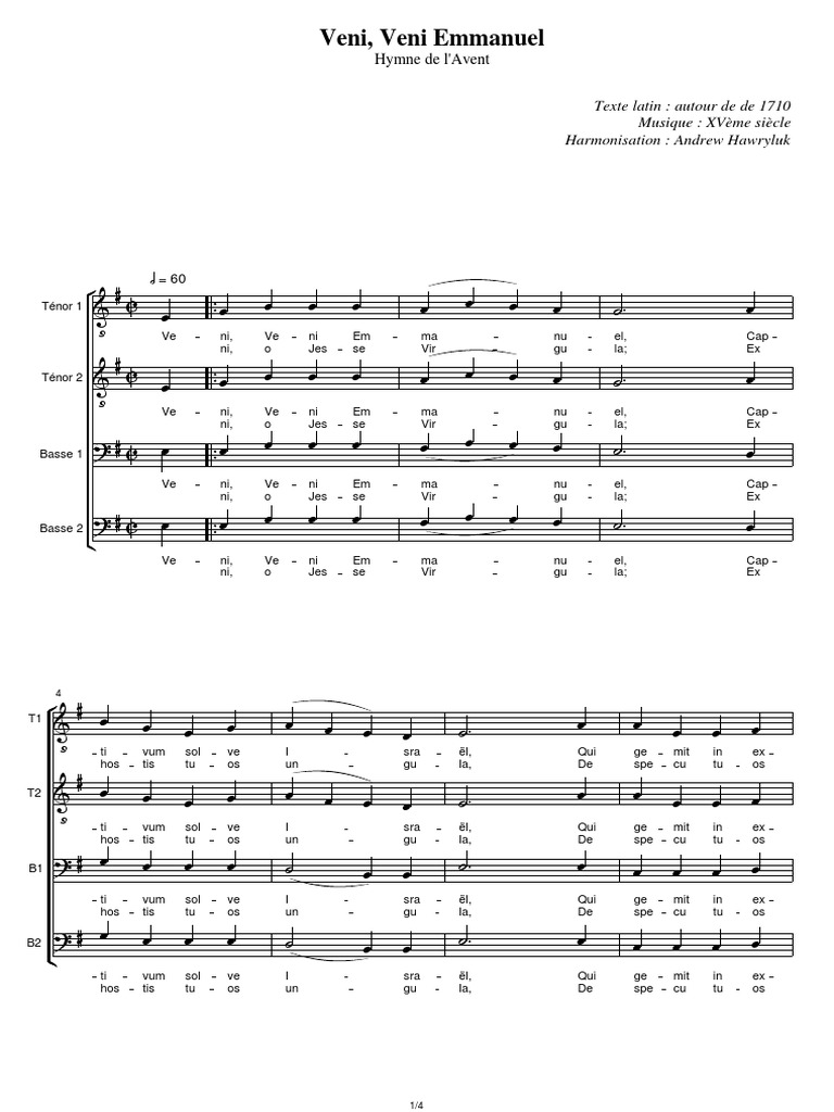 Veni Veni Emmanuel TTBB | PDF | Catholic Liturgy | Hymns