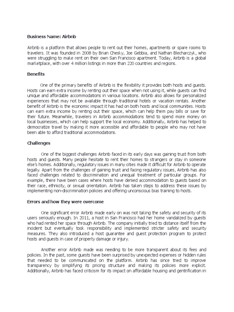 Airbnb Success Story: Overcoming Challenges | PDF | Airbnb | Renting