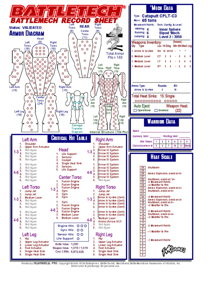 Catapult CPLT-C3 | PDF | Battle Tech