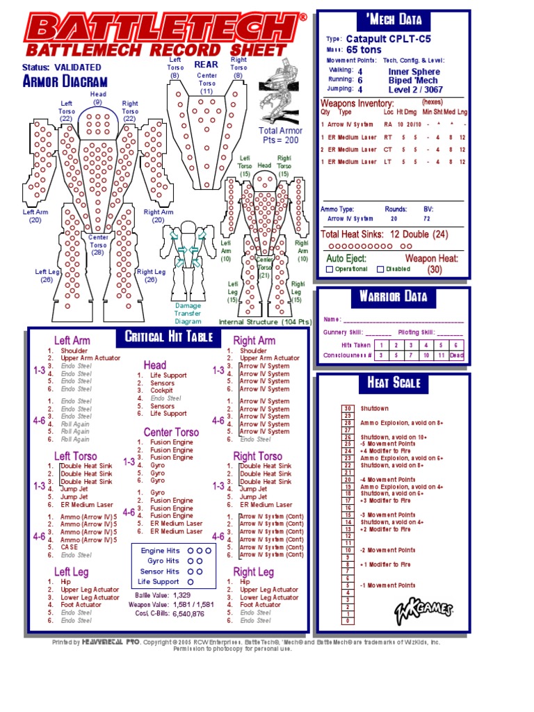 Catapult CPLT-C5 | PDF | Battle Tech