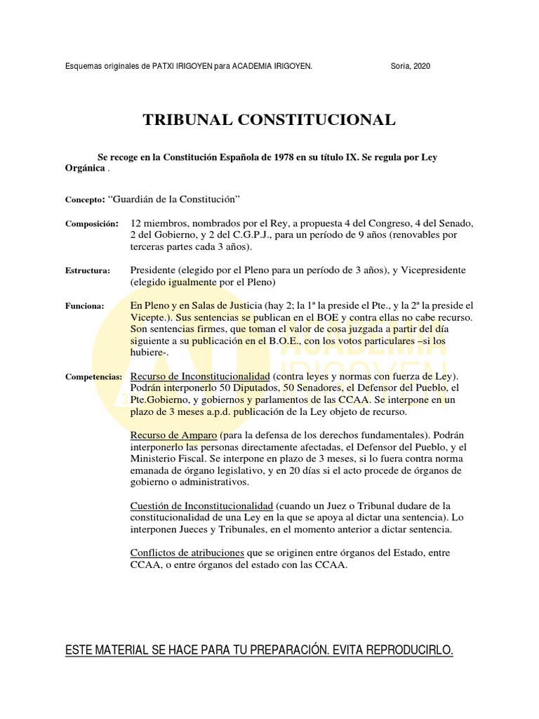 Esquema Tribunal Constitucional | PDF