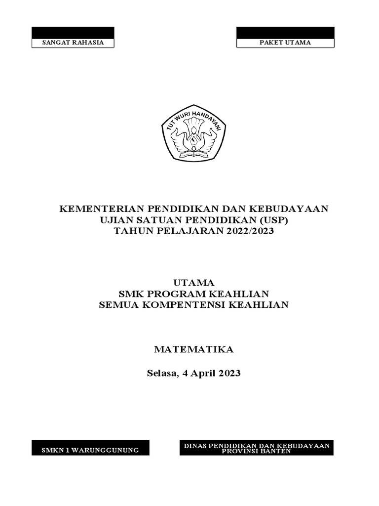 Soal Usp Matematika 2023 | PDF