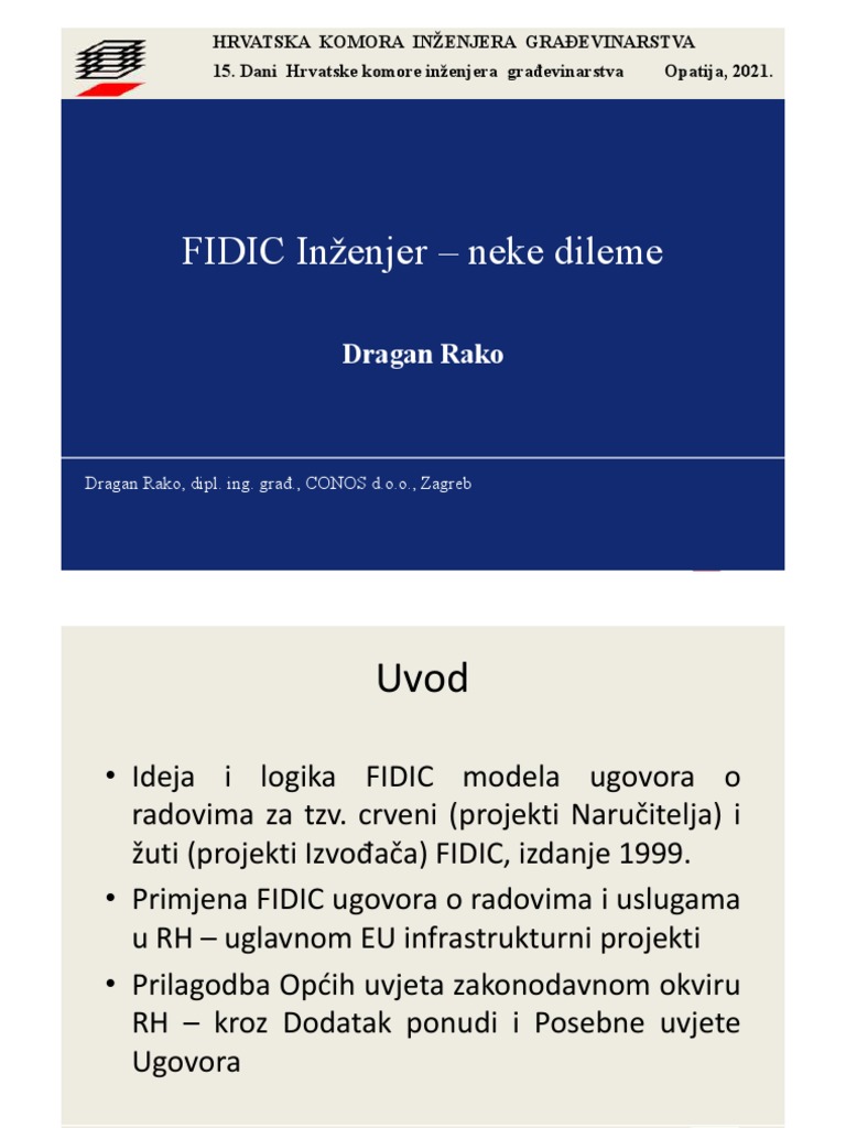 FIDIC Inženjer - Neke Dileme: Dragan Rako | PDF