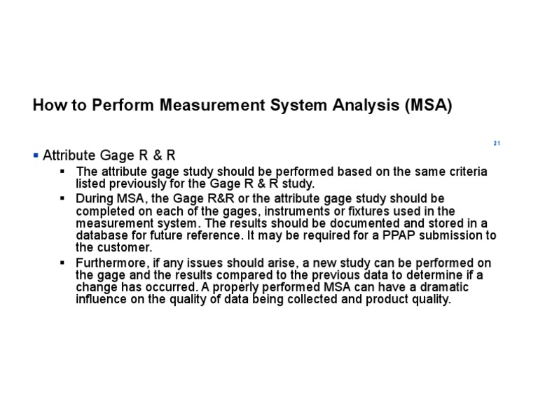 How to Perform Measurement System Analysis (MSA | PDF