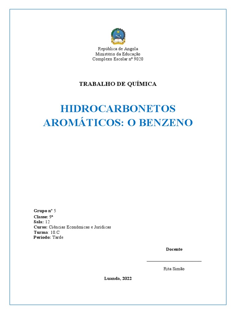 Trabalho Dequimica Benzeno | PDF | Aromaticidade | Benzeno