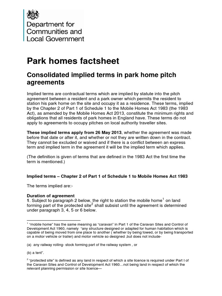 Park Home Pitch Agreement Terms | PDF | Contractual Term | Tribunal